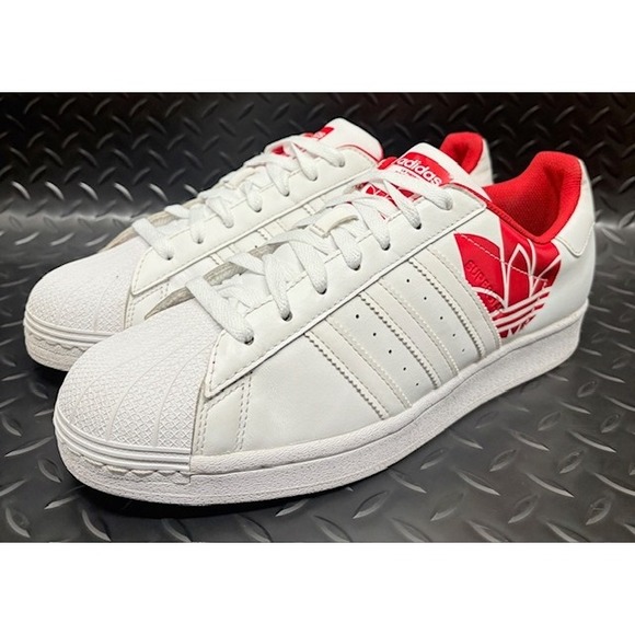 adidas | Shoes | Adidas Superstar White Scarlet Red Trefoil Clamshell ...
